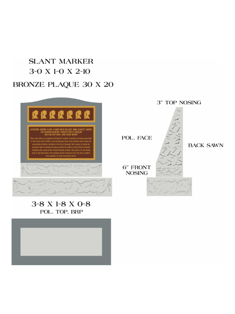 Slant Marker Dimensions For Plaque Honoring Preservation Ladies | PDF