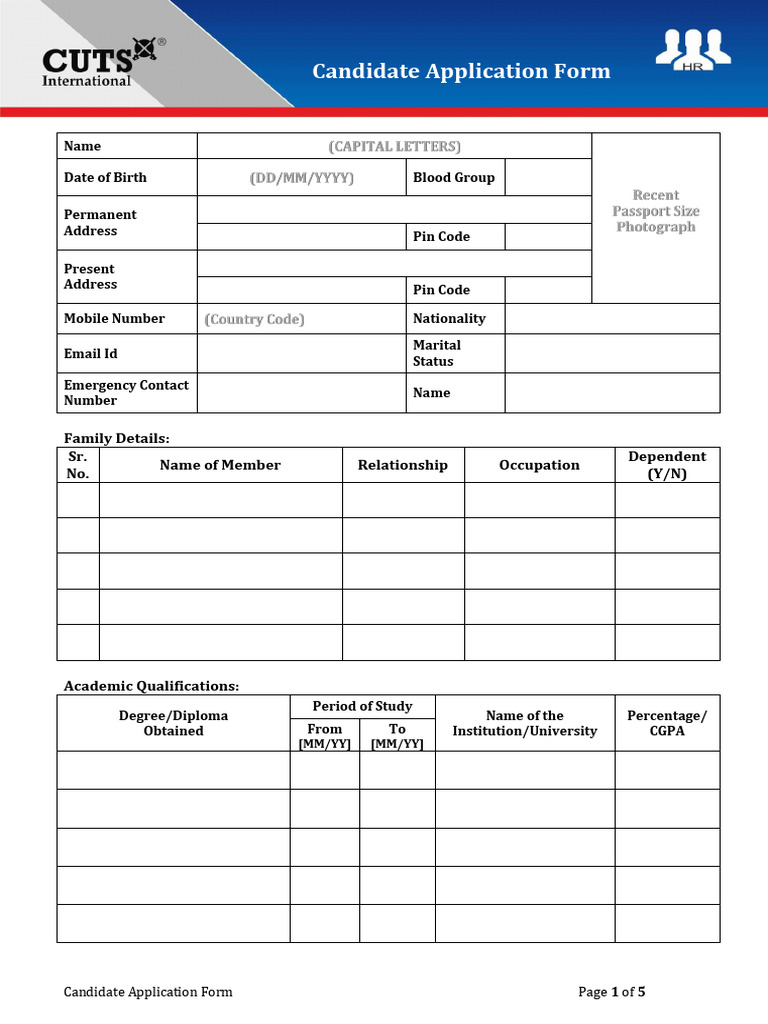 Candidate Application Form | PDF | Public Law | Criminal Law