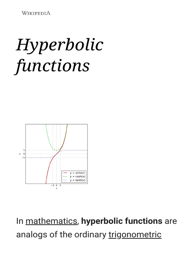 Hyperbolic Functions | PDF