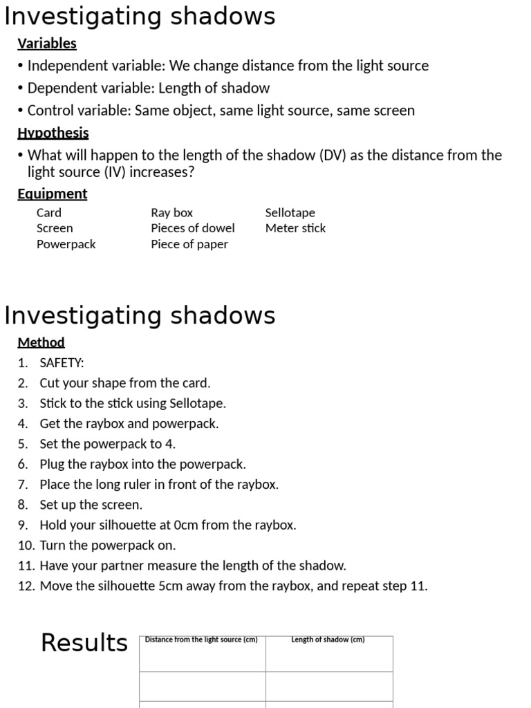 Lesson 1 IFR Investigating Shadows | PDF
