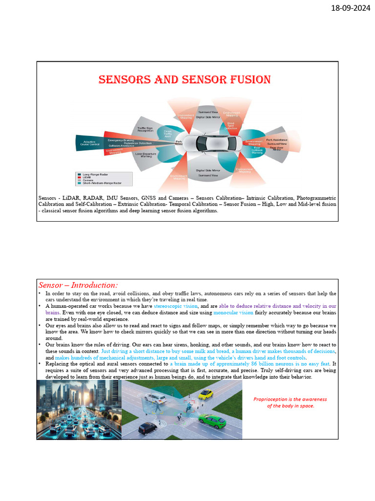 4-Introduction To Sensors and Sensor Fusion Technology-12-08-2024 | PDF
