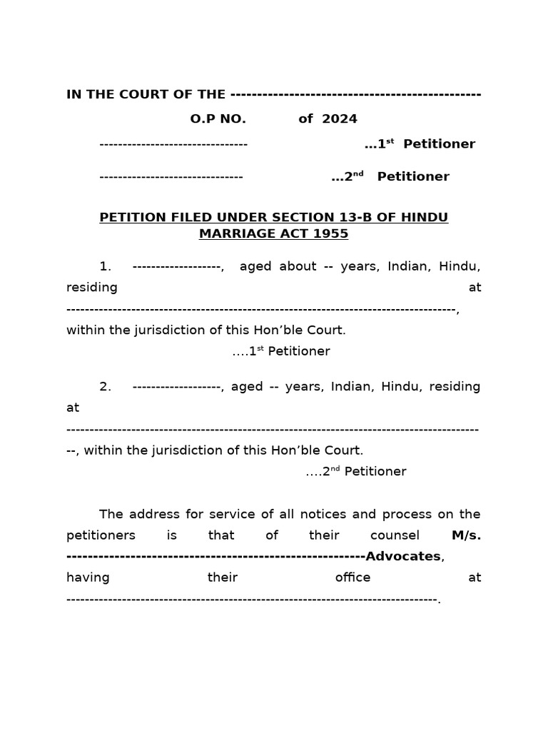 Consent divorce petition format | PDF