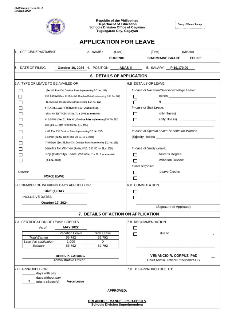 NEW-FORM-6-Local-2023 LEAVE FORM | PDF | Parental Leave | Sick Leave