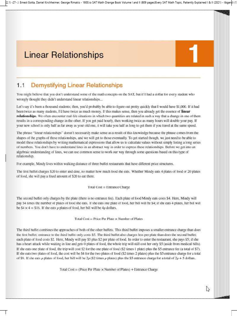 Linear Relationships (Chapter 1) | PDF