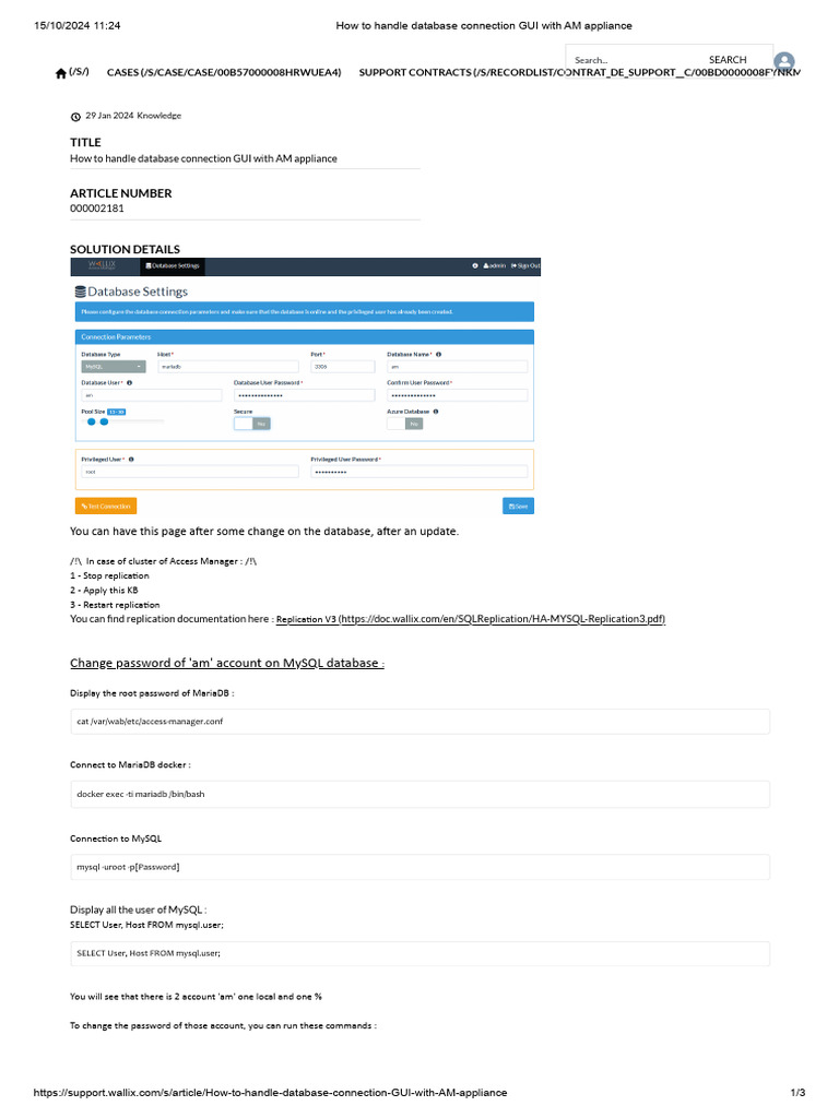 How To Handle Database Connection GUI With AM Appliance | PDF