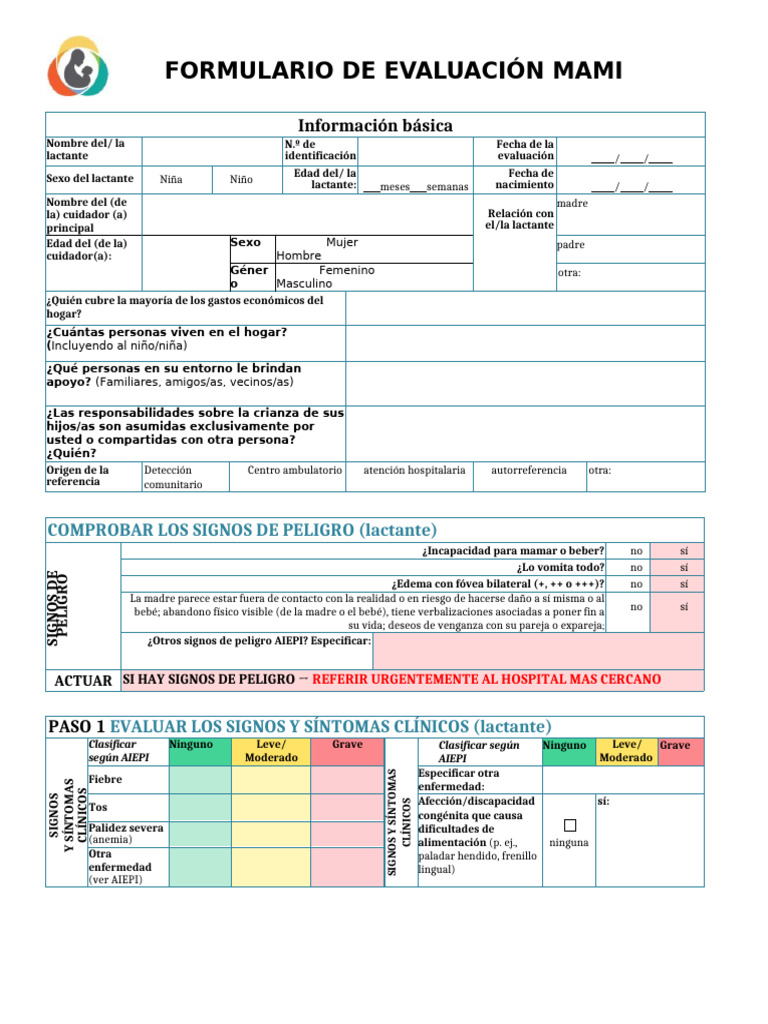FORMULARIO DE EVALUACIÓN MAMI | PDF