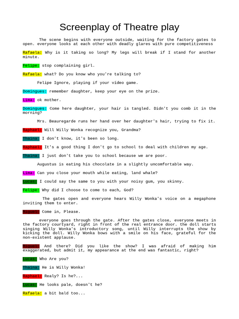 Screenplay of Theatre Play | PDF