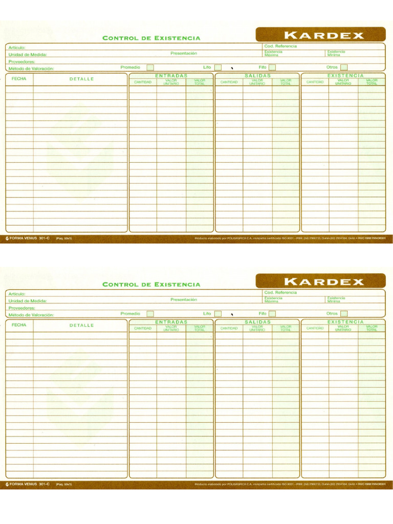 kardex formato | PDF