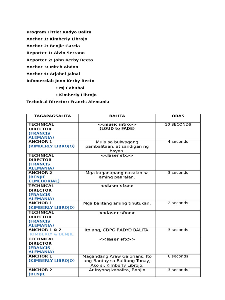 Radyo Script 1 | PDF