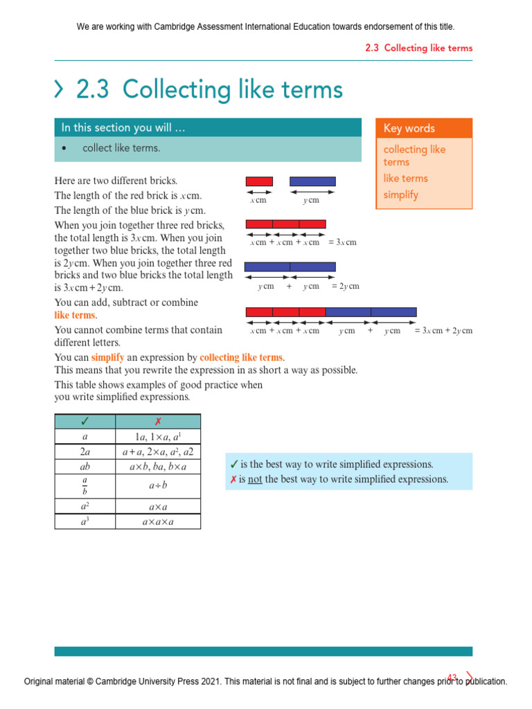 Collecting Like Terms | PDF