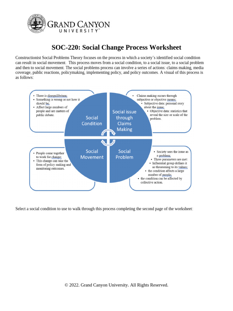 SOC 220 T2 SocialChangeProcessWorksheet | PDF