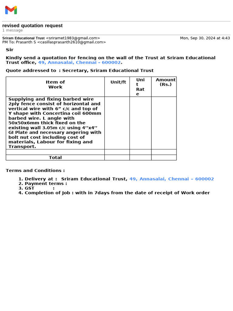 Gmail - Revised Quotation Request | PDF Gmail - Revised Quotation Request | PDF