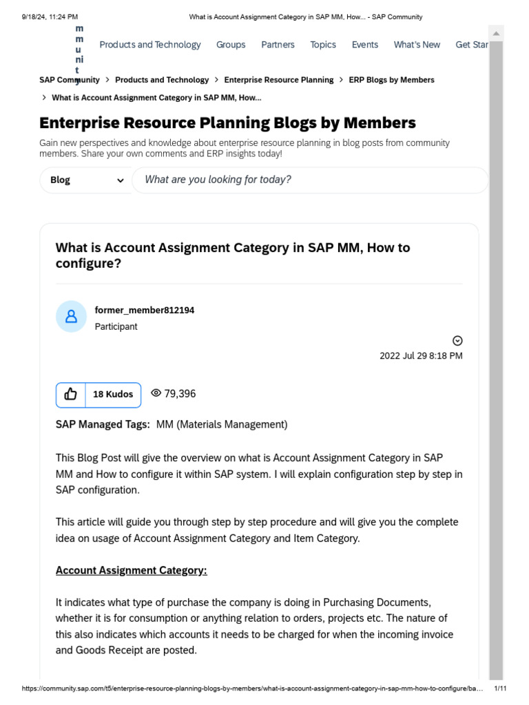 What Is Account Assignment Category in SAP MM, How... - SAP Community | PDF