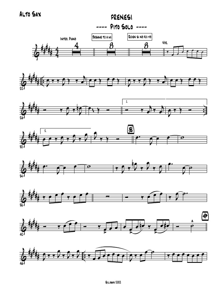 Frenesi D Mayor Pito Solo - Alto Sax | PDF