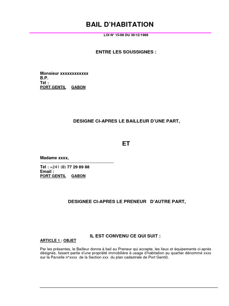 Contrat de Bail | PDF