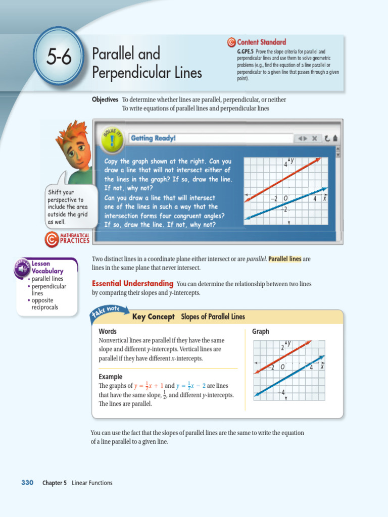 Parallel and Perpendicular Lines: Objectives | PDF