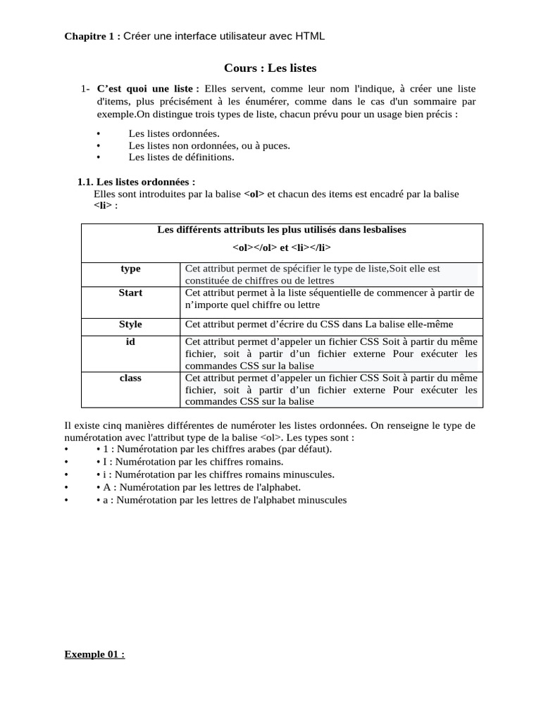 Chapitre1 HTML - Cours 03 | PDF