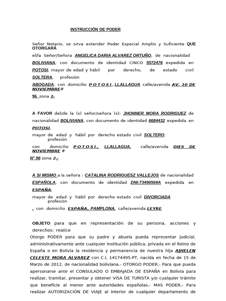 Instructiva de Poder Angie | PDF