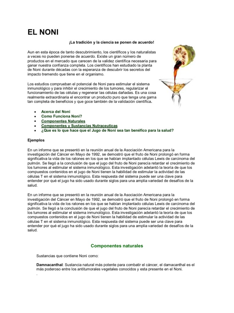 El Noni | PDF | Proteínas | Sistema inmune