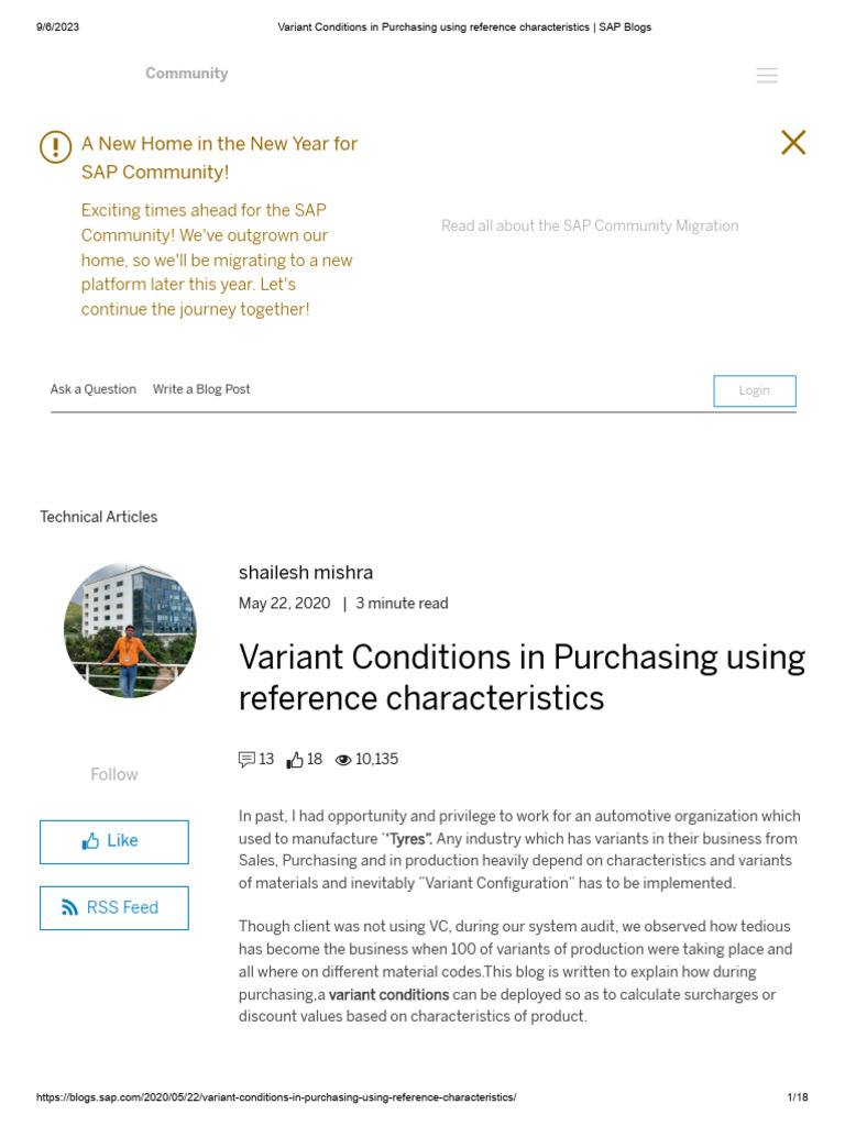 Variant Conditions in Purchasing Using Reference Characteristics - SAP Blogs | PDF