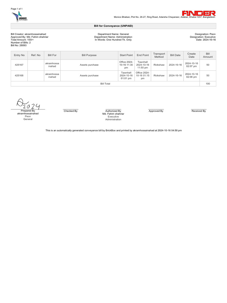 Conveyance Bill | PDF