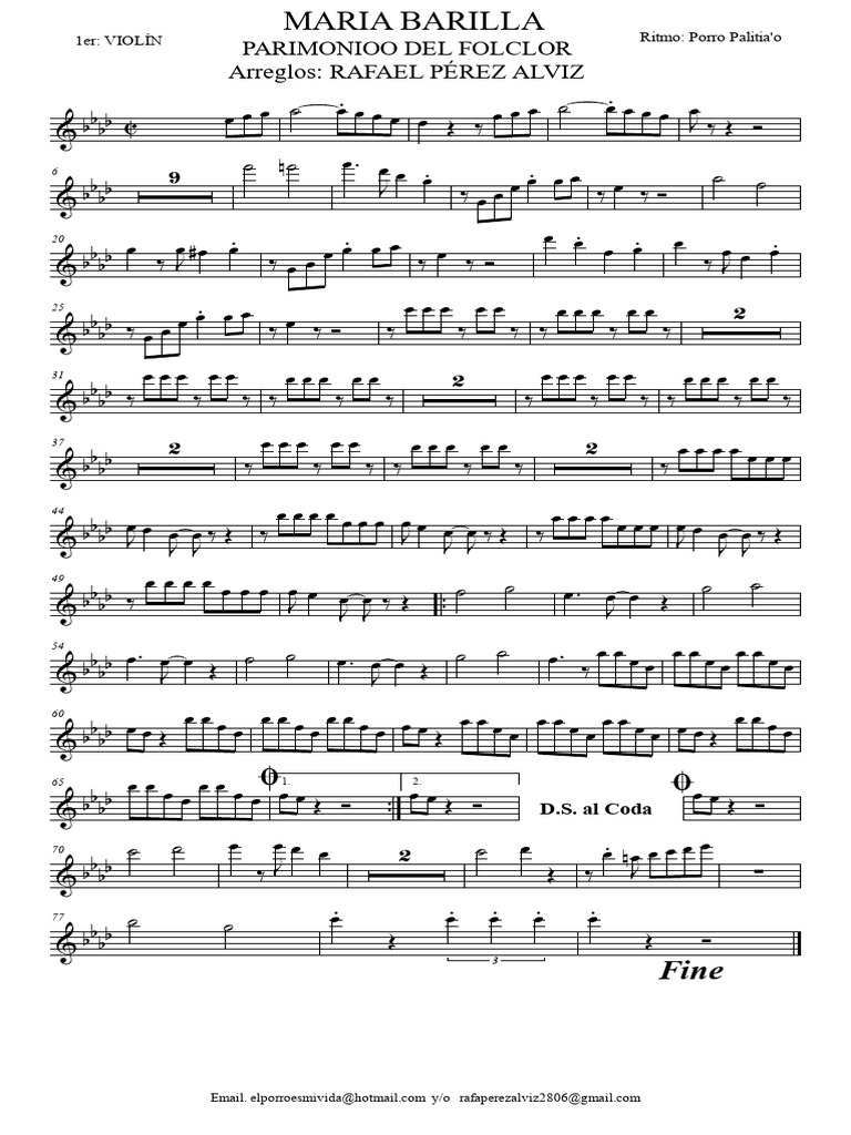 Maria Barilla Canta'o - Violín 1 | PDF