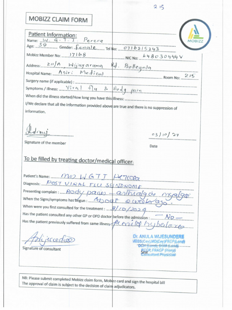 BHT 352189 Claim Form & D Card | PDF