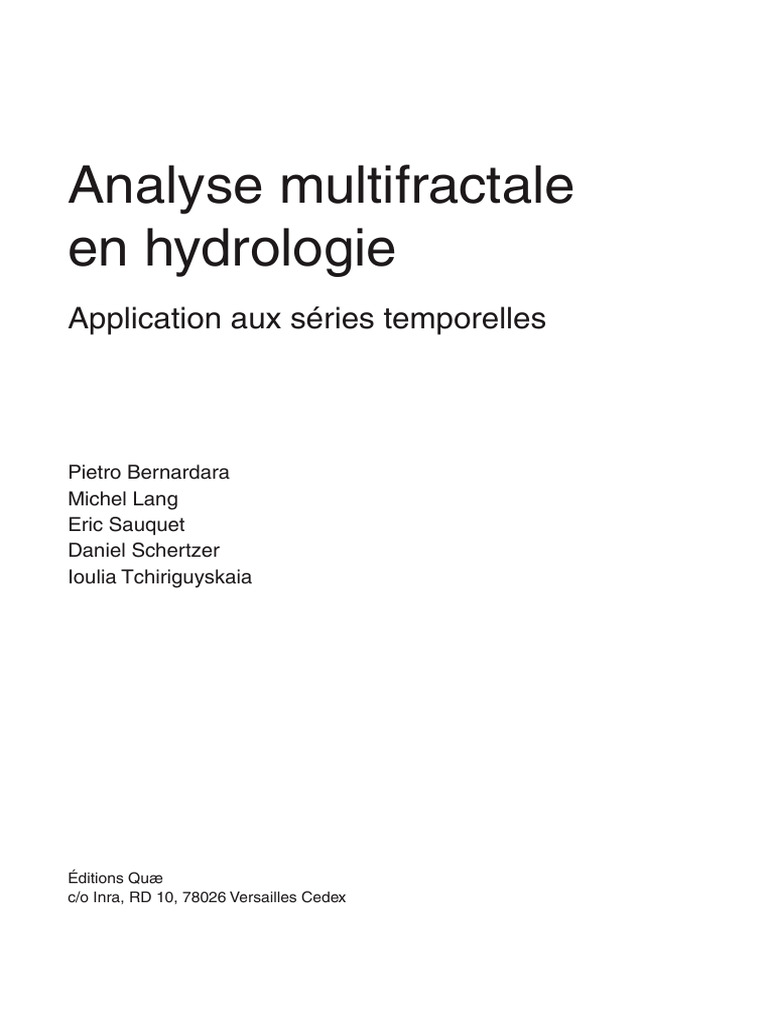 Hydrologie Analyse Multifactorielle Quae 2007 | PDF