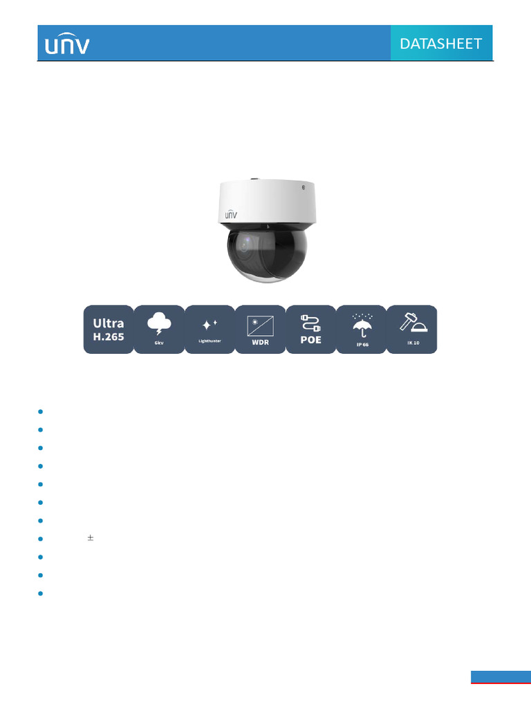 UNV IPC6432LR-X16-VG1 2MP 16X LightHunter Network PTZ Dome Camera | PDF