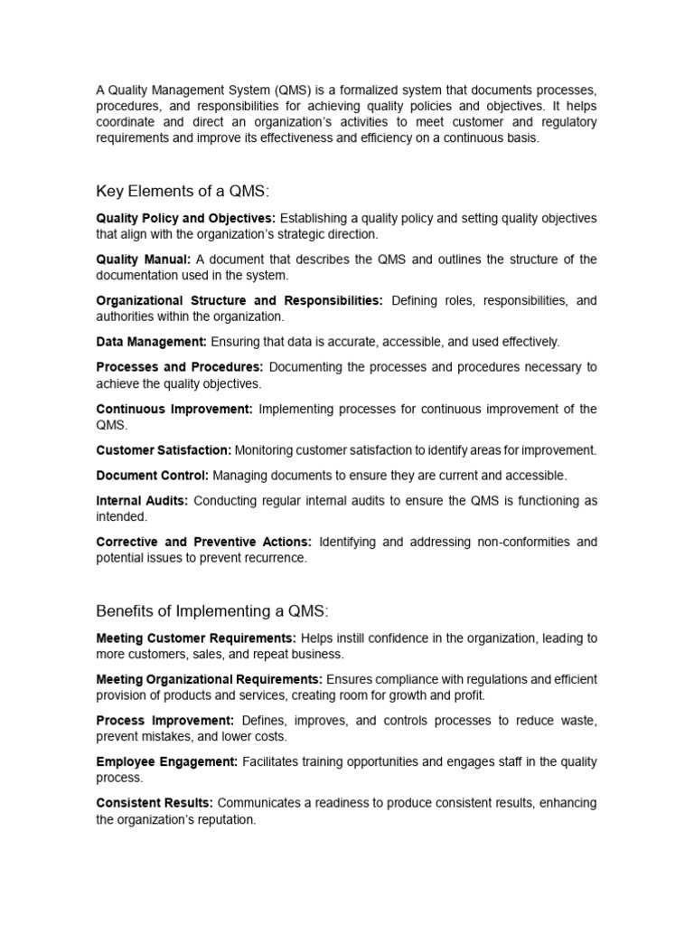 A Quality Management System | PDF