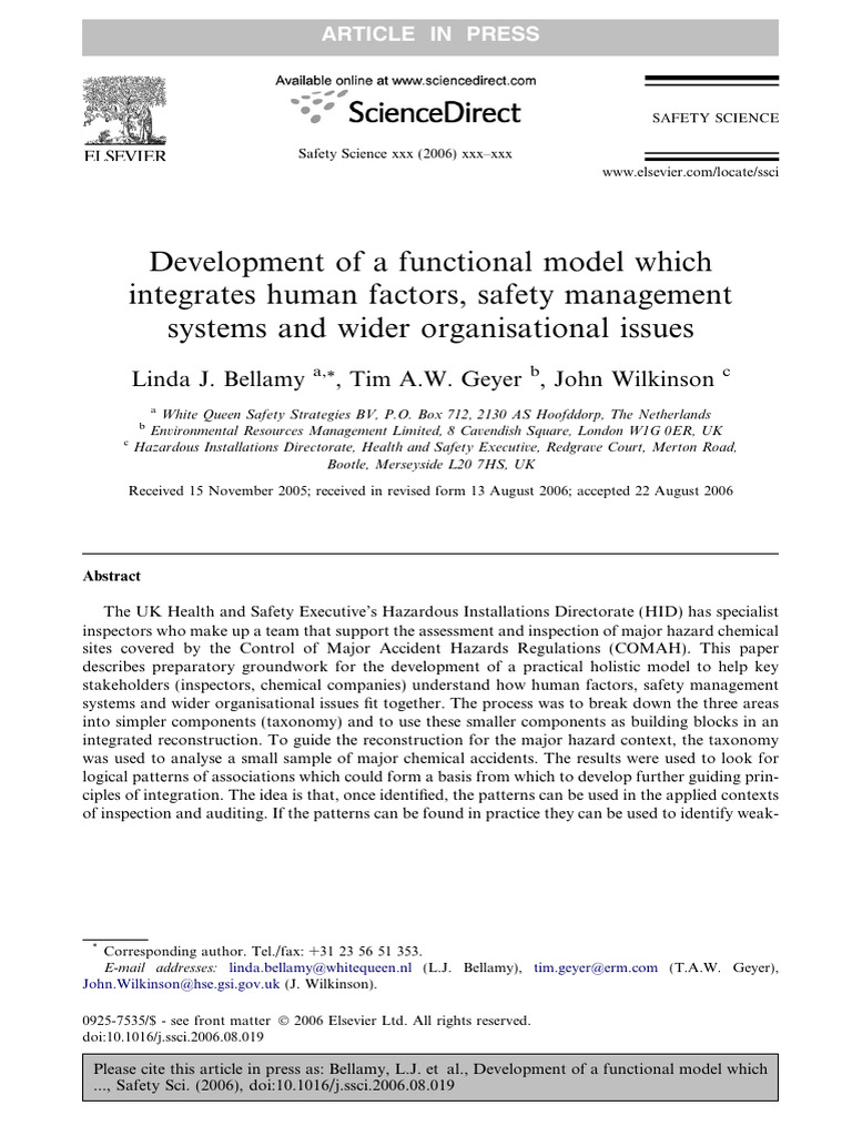 Model - Integrates Human Factors Safety Management | PDF