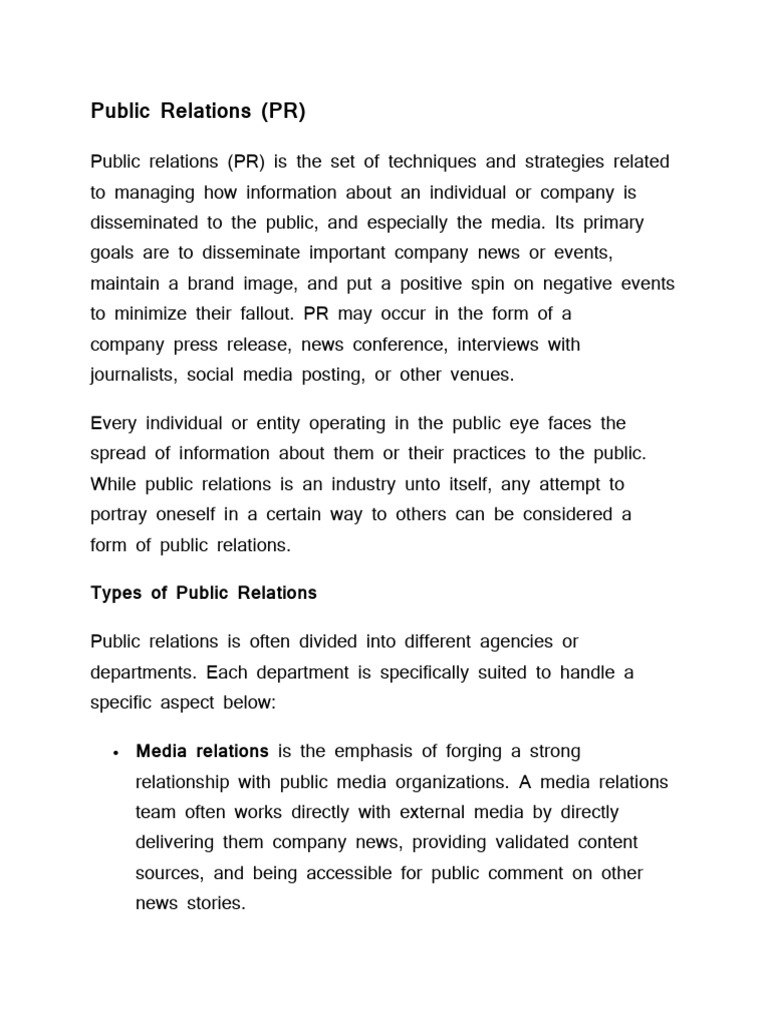 Public Relations: Building Brand Image | PDF | Public Relations ...
