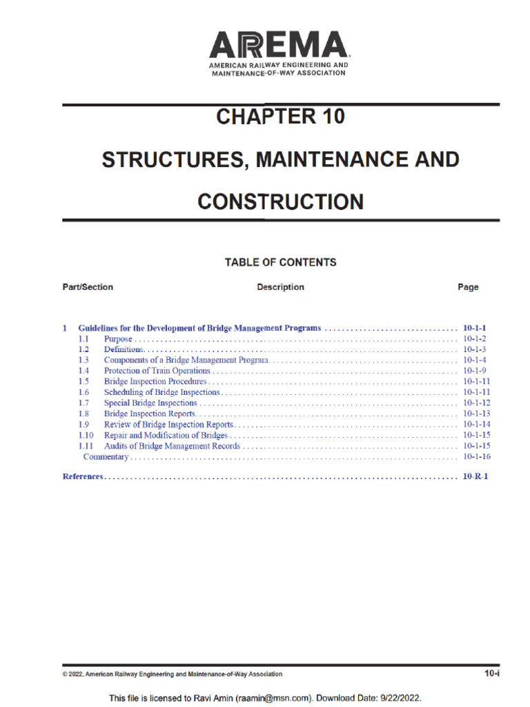 AREMA MRE Chapter 10 | PDF