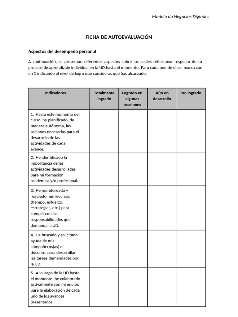 Semana 4 Ficha de autoevaluación | PDF