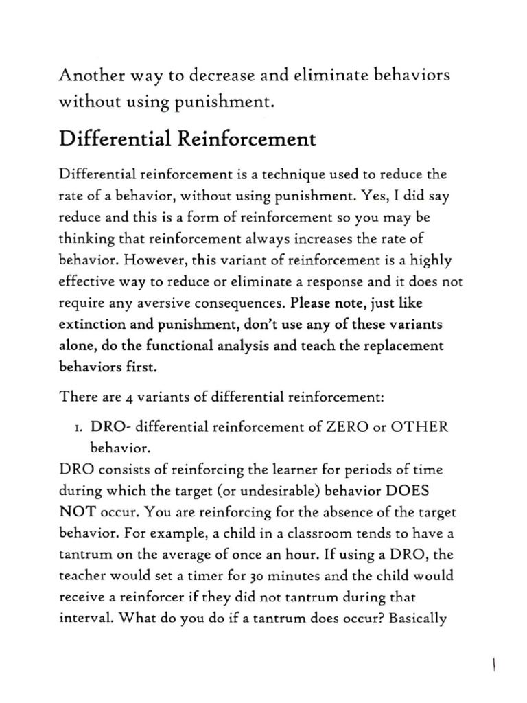 Differential Reinforcement Outline | PDF