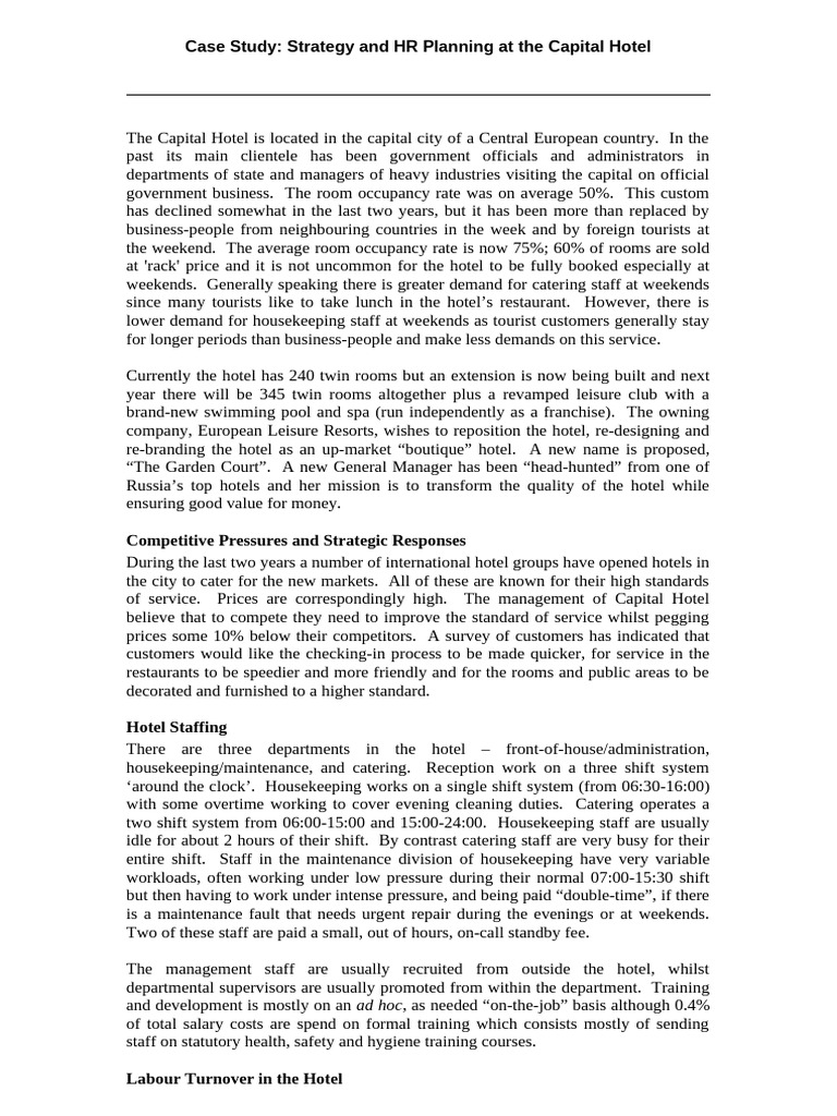Case Study On HR Planning | PDF