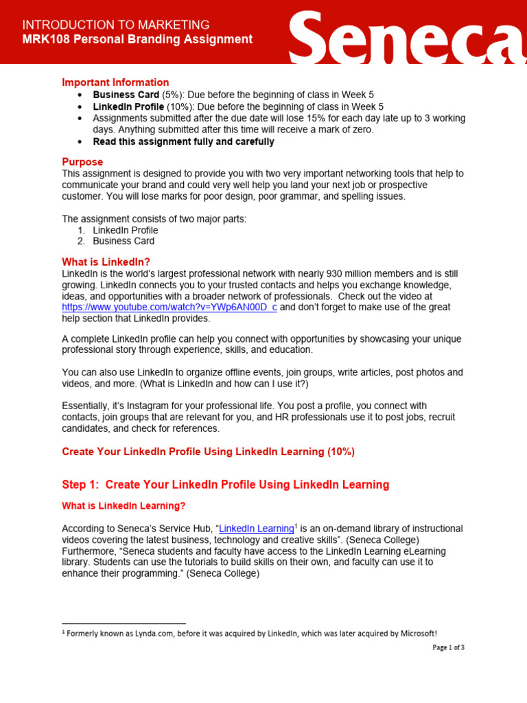 MRK108 Personal Branding Assignment | PDF