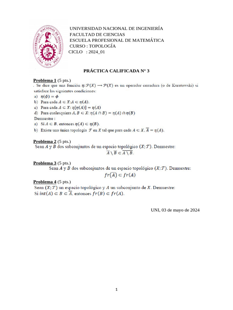 Topologia 2024 01 PC3 | PDF