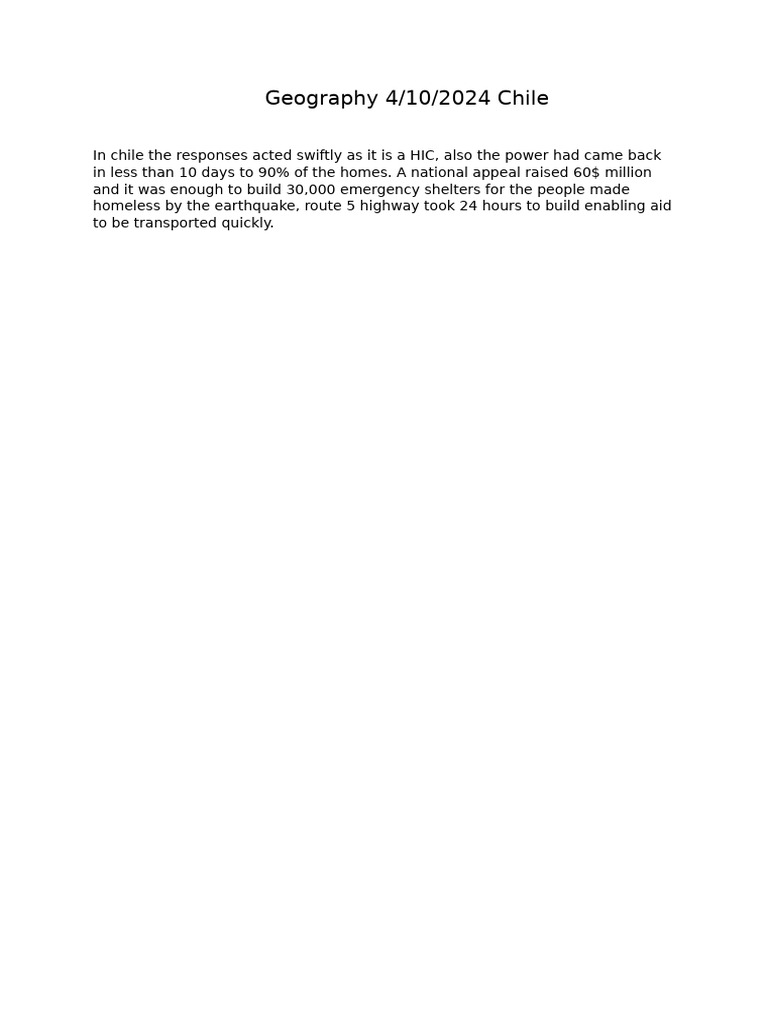 Chile Geography 2 Paragraphs | PDF