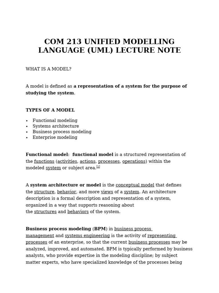 UML NOTE COM 213 | PDF