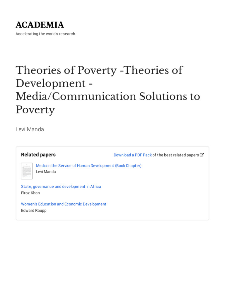 Theories of Poverty - Theories of Development - Communication Solutions ...