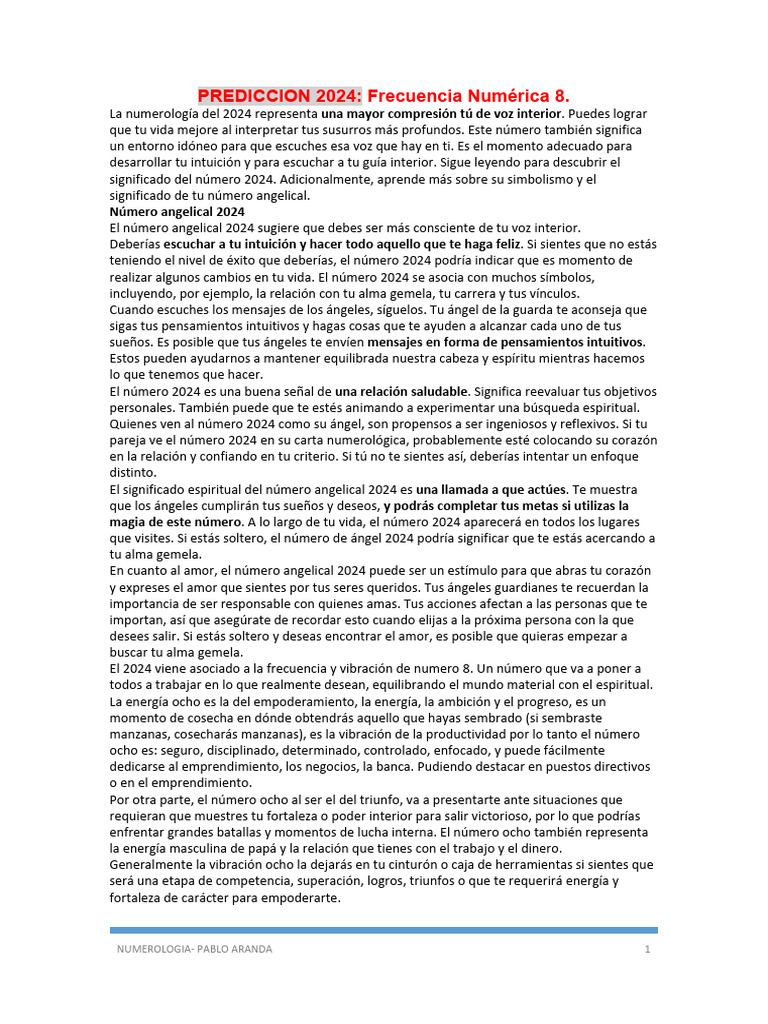 Prediccion 2024 Pablo Aranda | PDF