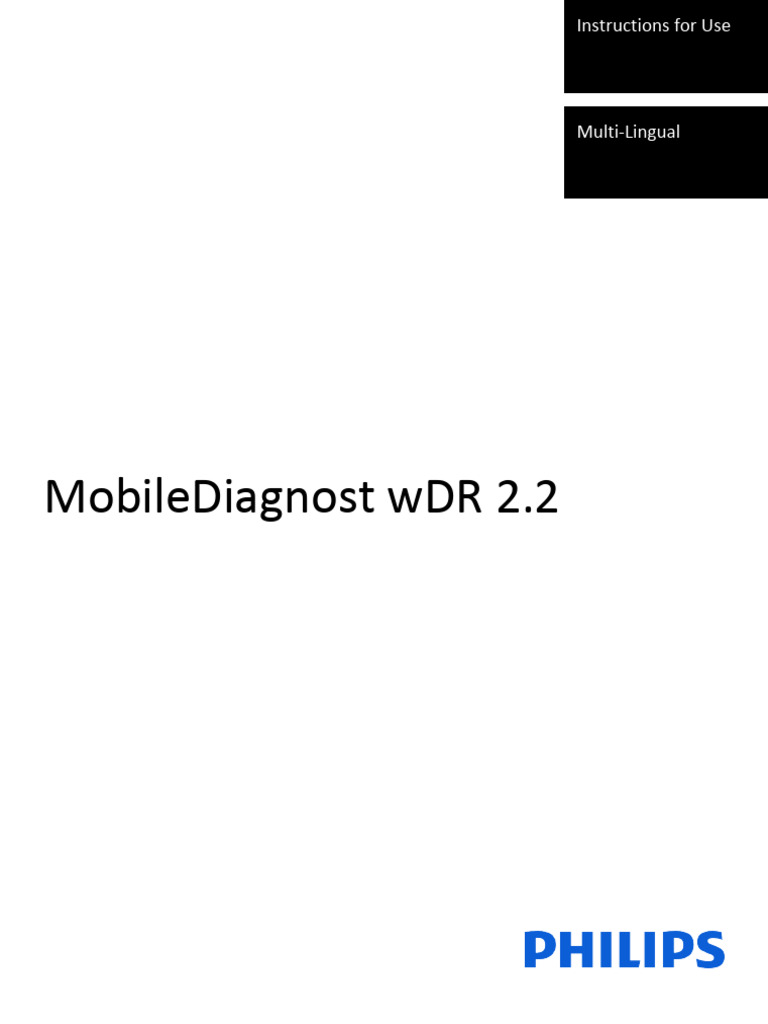 Instructions For Use Philips MobileDiagnost WDR 2.2 | PDF