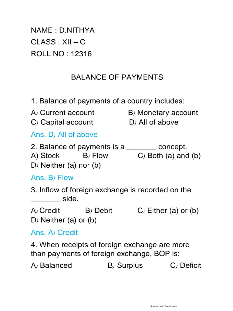 Balance of Payments | PDF