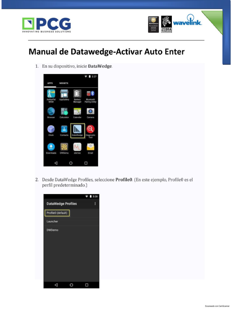 Manual de Activacion de Auto ENTER en Aplicacion de Datawedge | PDF