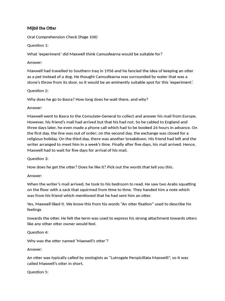 Mijbil the Otter - Notes | PDF