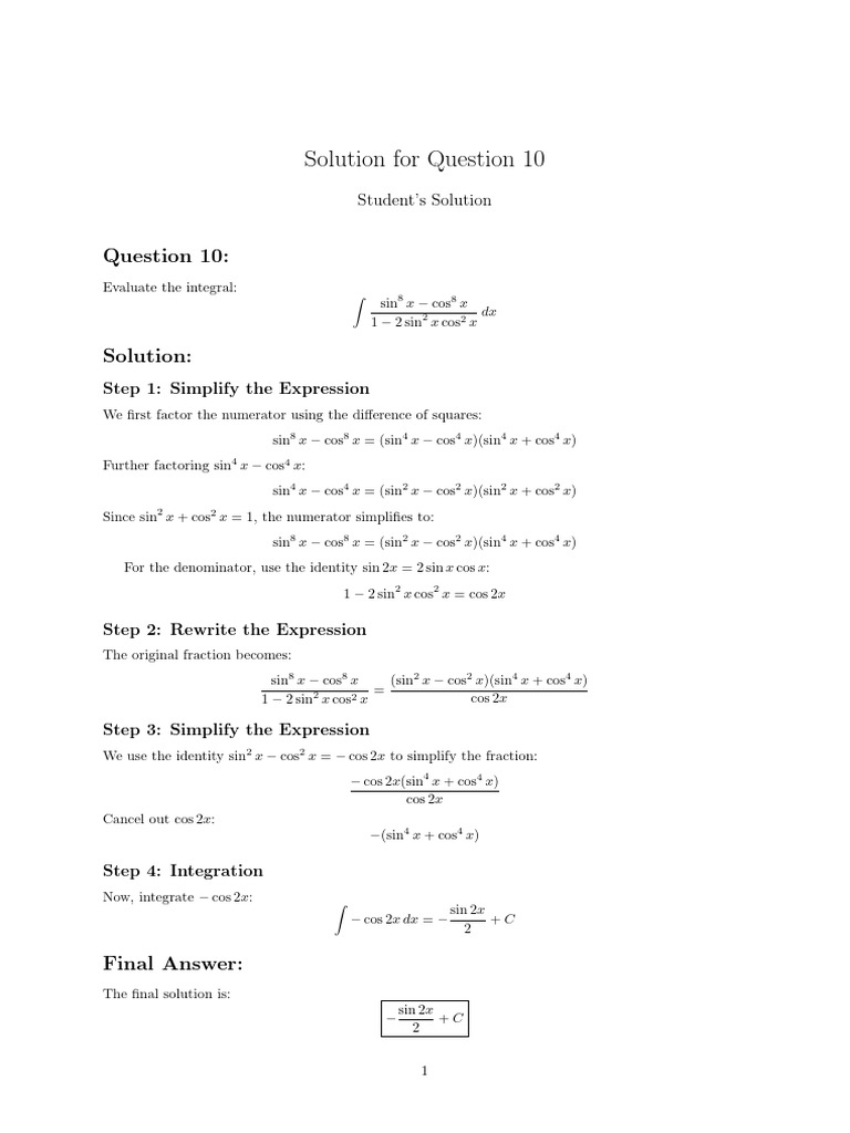 Solution For Question 10: Step 1: Simplify The Expression | PDF