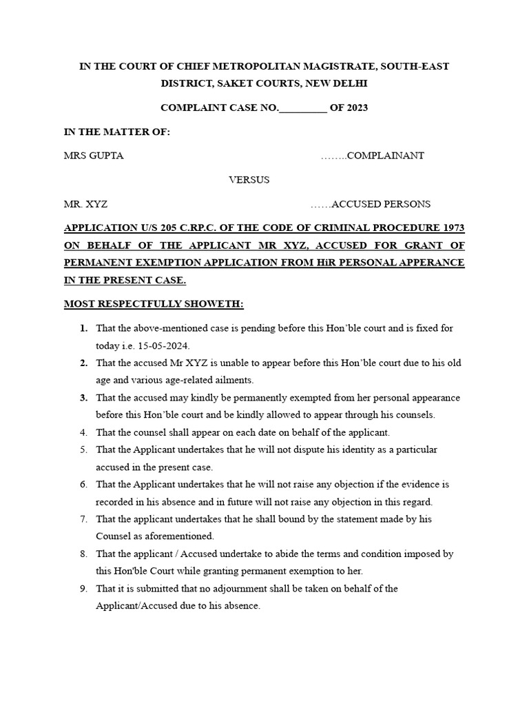 Exemption Application | PDF