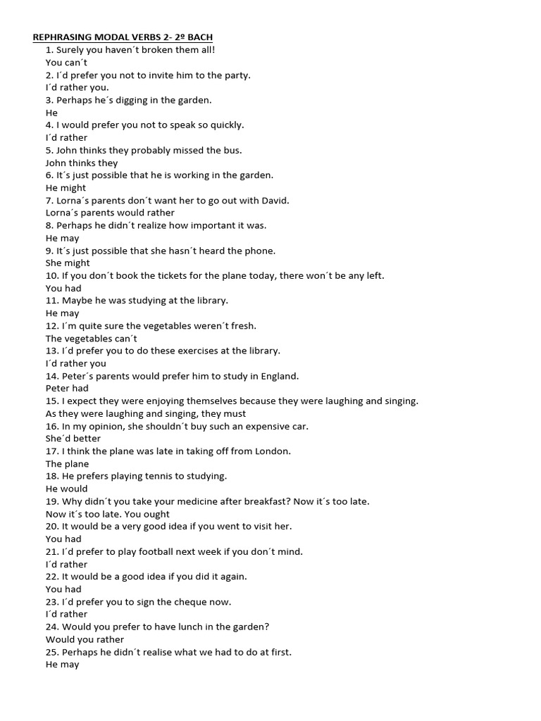 2 Rephrasing Modal Verbs 2 | PDF