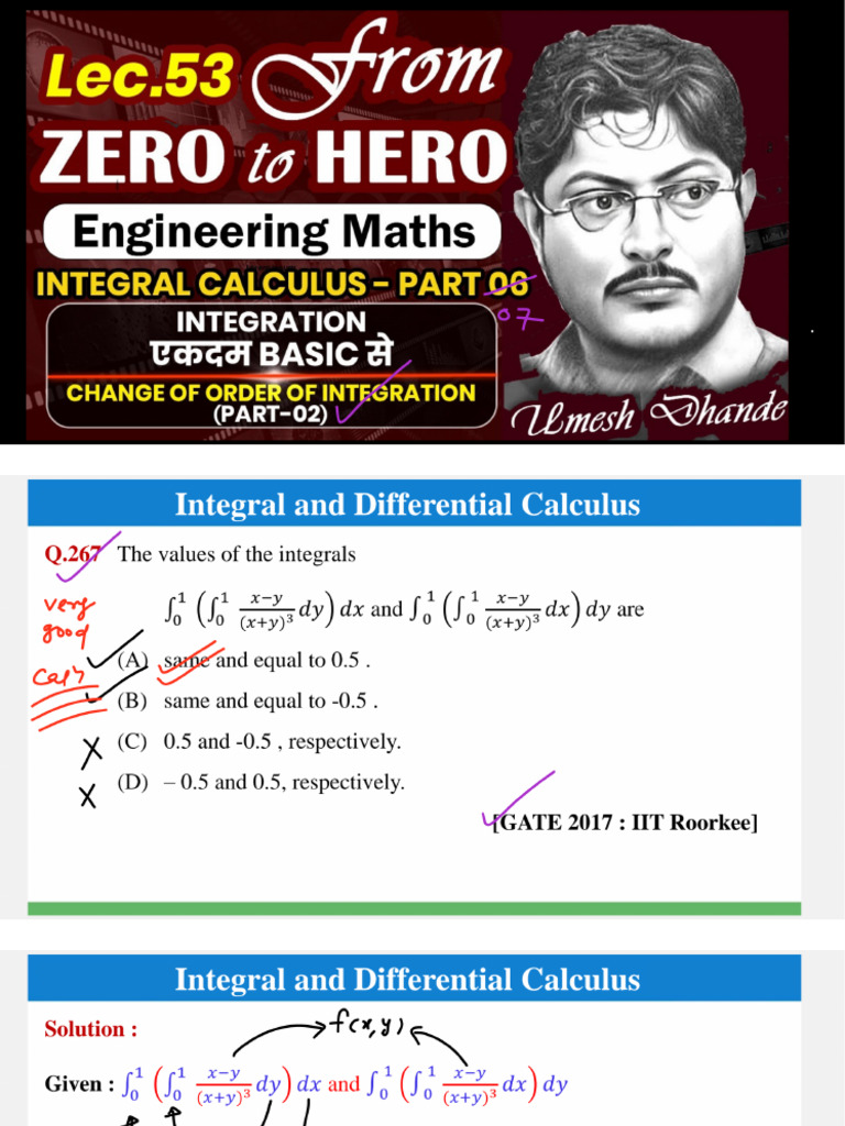 L53 Engg. Maths Integral Calculus - Part 07 Integration एकदम Basic से UD Sir #gateacademy | PDF